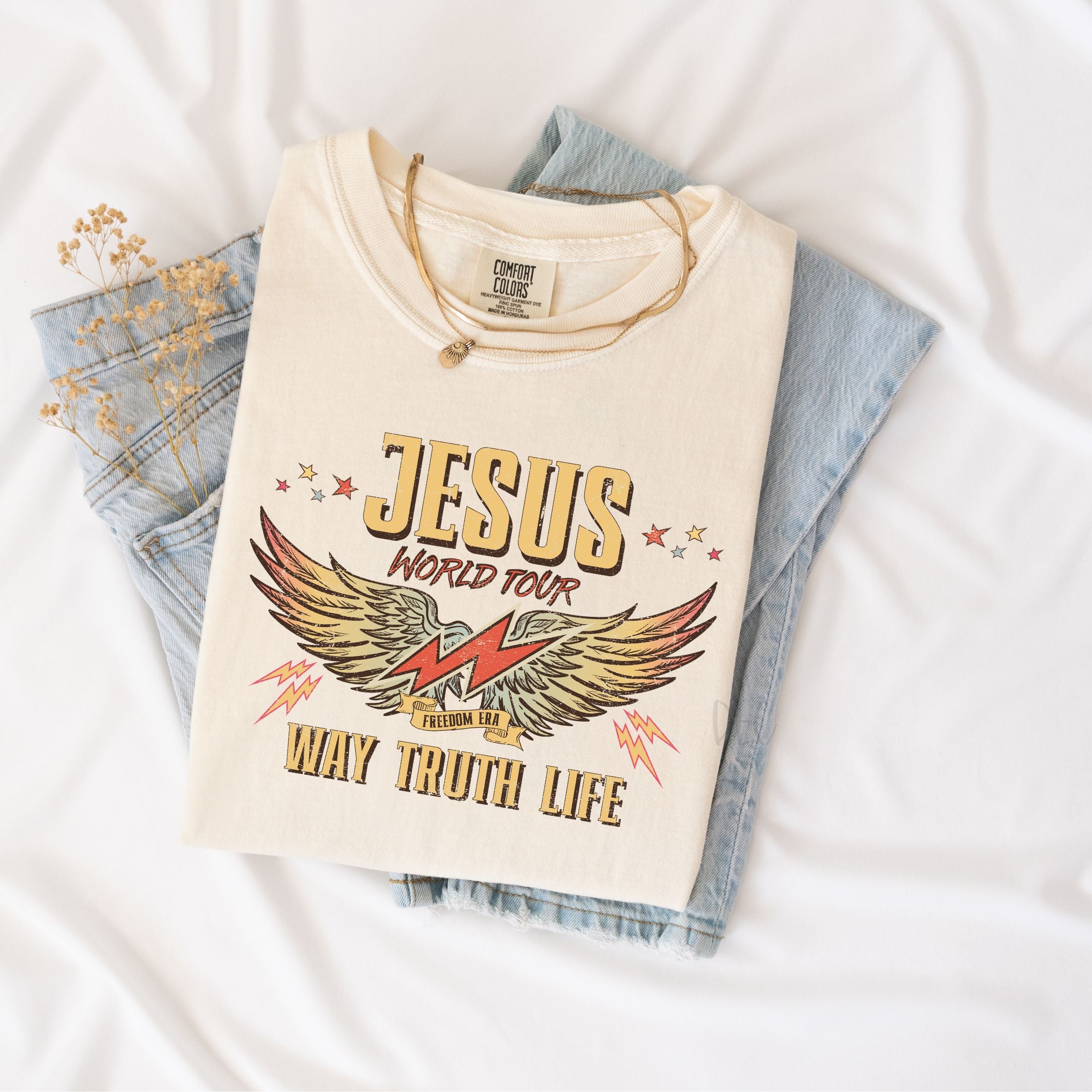 Jesus world tour-Yellow-Comfort Color-Tee – D&EC Wholesale