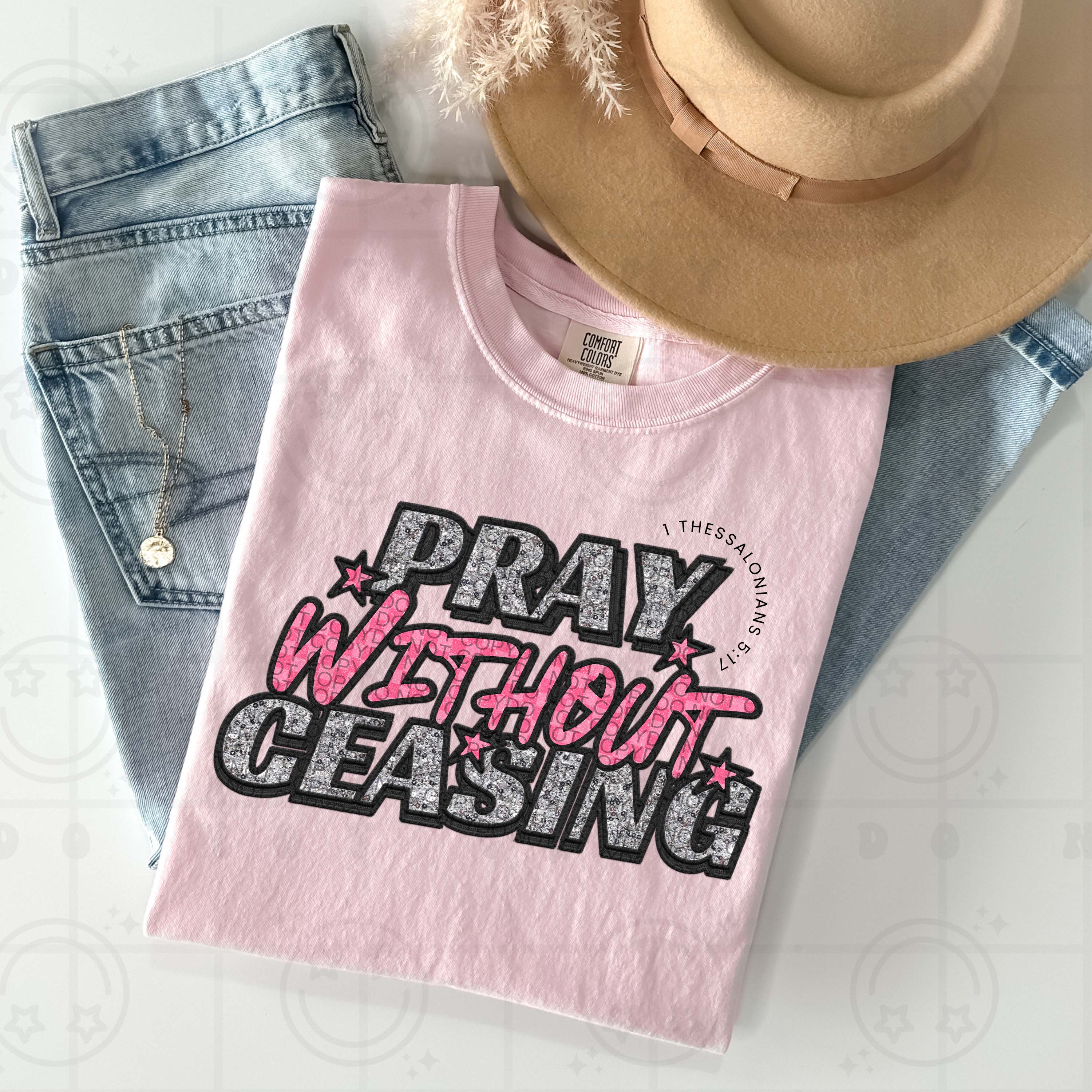 Pray without ceasing-PINK-DTF Transfer – D&EC Wholesale